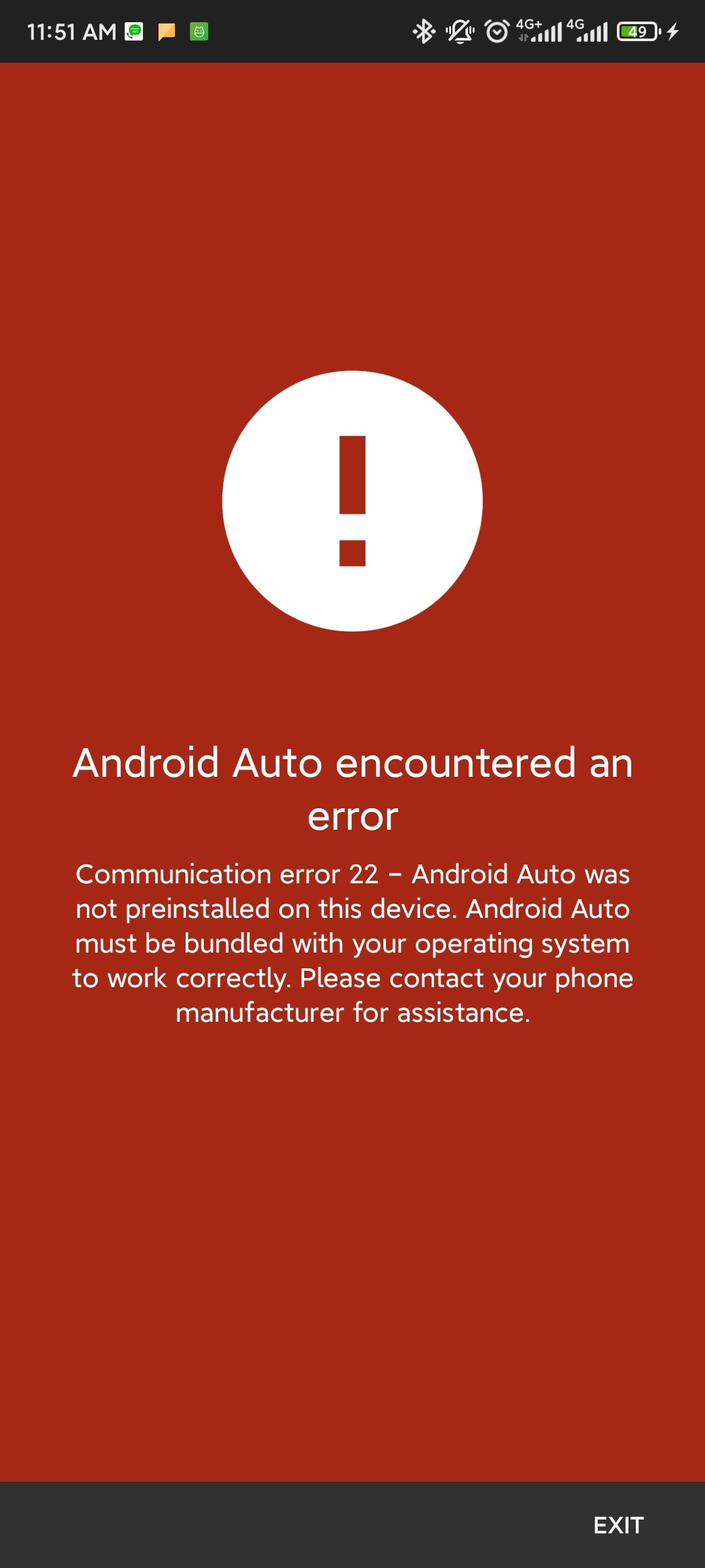 Communication Error 22 - Android Auto was/is not integrated in the ...