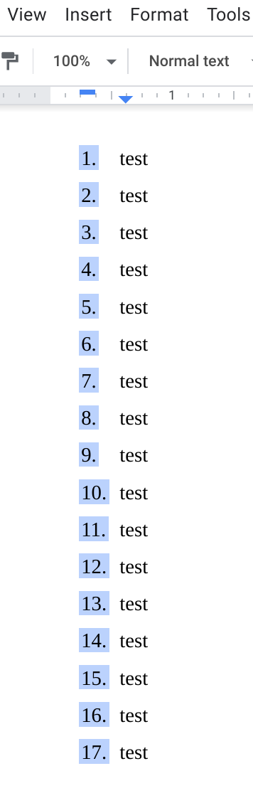 There is an Indent Between the Number and Words after the Number 10 ...