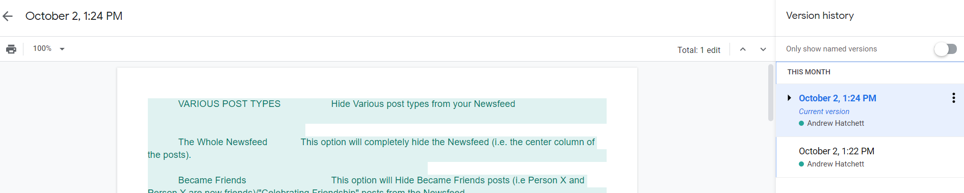 how to track changes in google doc - Google Docs Editors Community