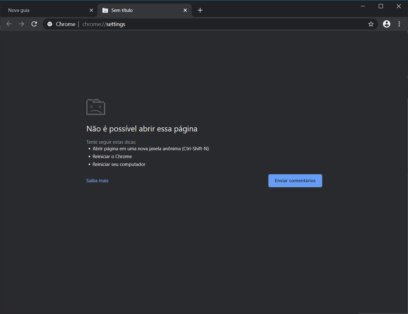 Estou com problema no navegador, já reinstalei o chrome com ultima ...