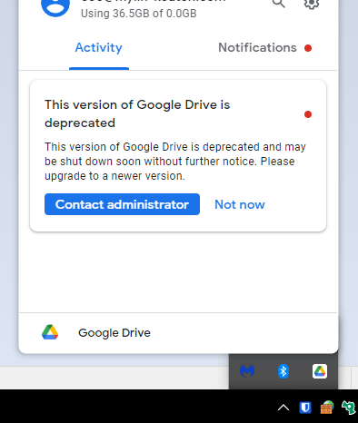 This version of Google Drive is no longer supported In 27 days, it will ...