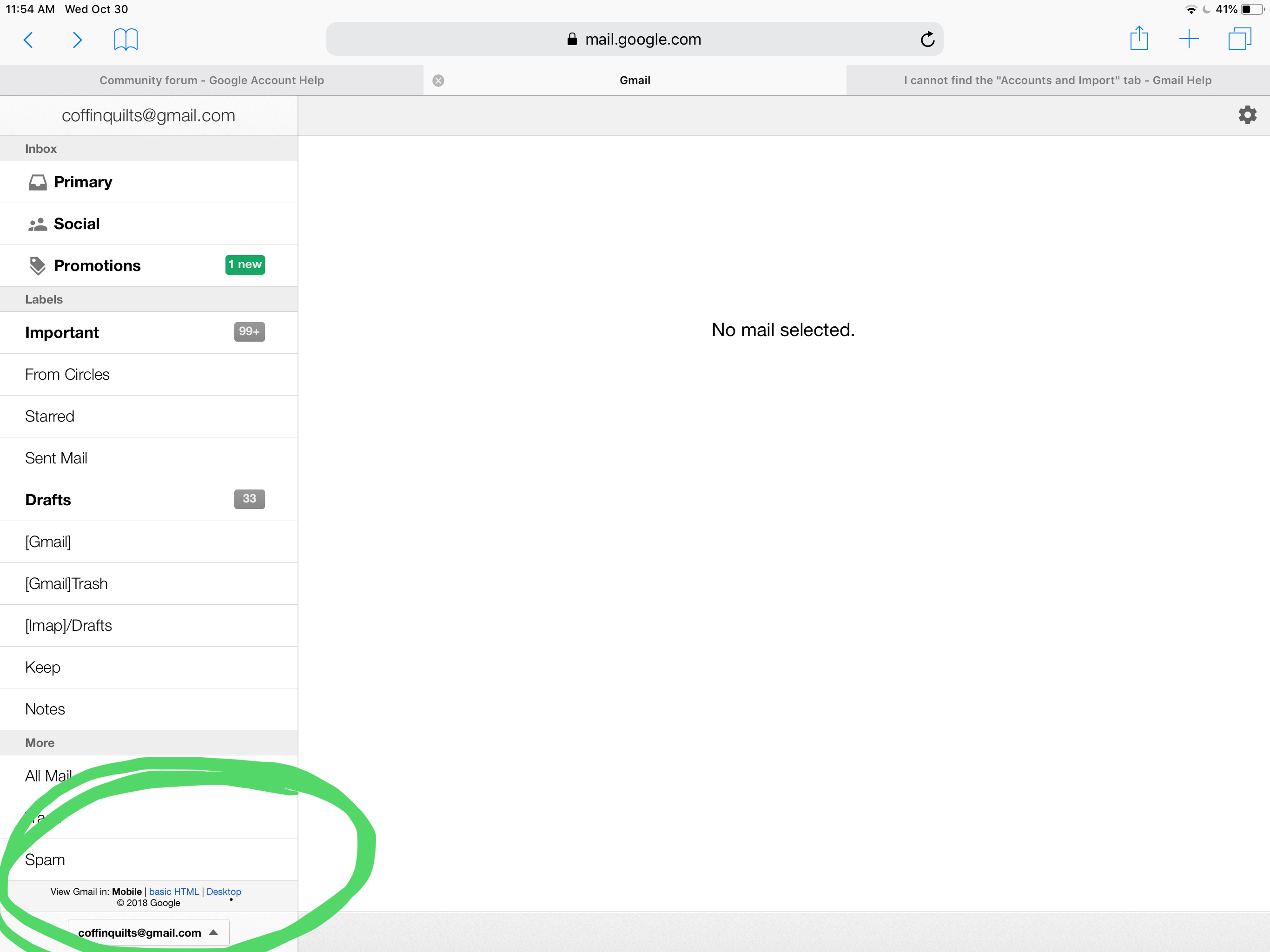 I cannot find the "Accounts and Import" tab - Gmail Community