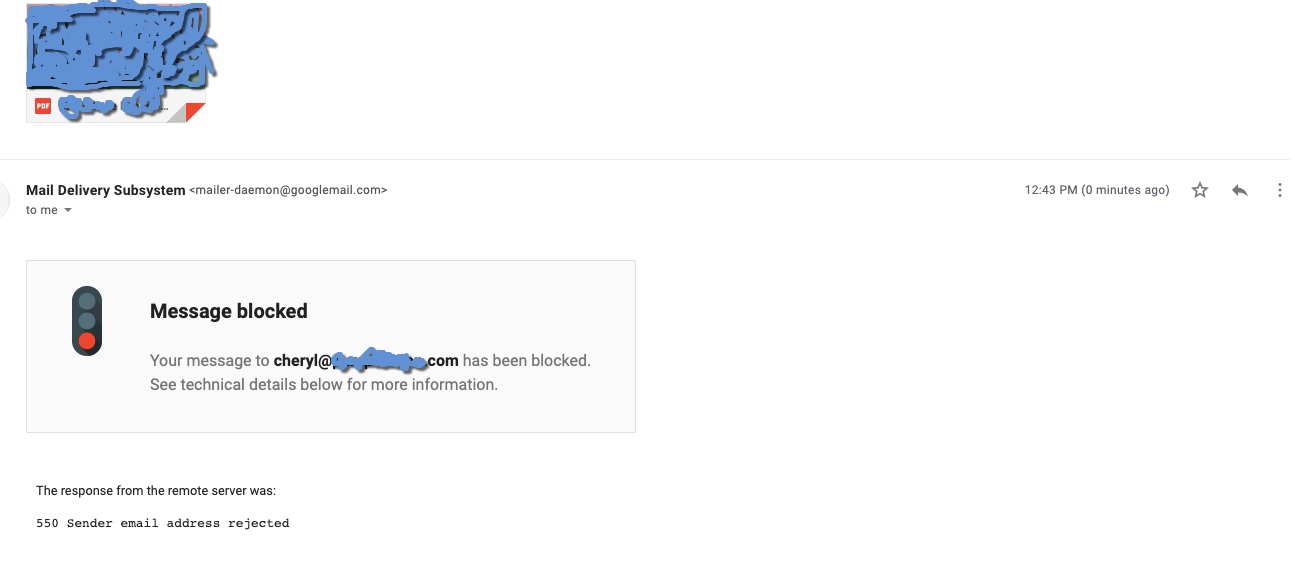 Message Blocked when replying to someone's email. - Gmail Community