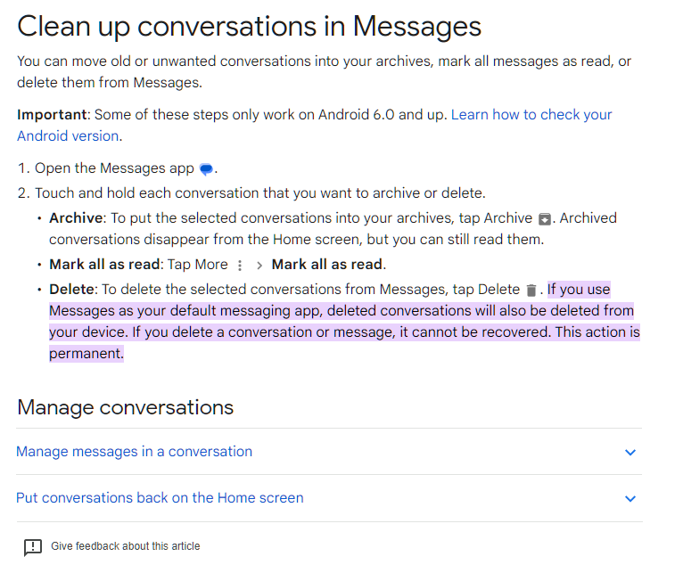 Is there ANY way to recover deleted conversations in Messages app? Please?! - Google Messages ...