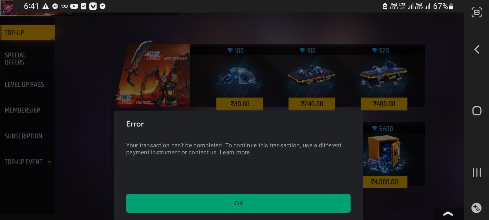 Your transaction can't be completed. To continue this transaction, secure your account. - Google ...