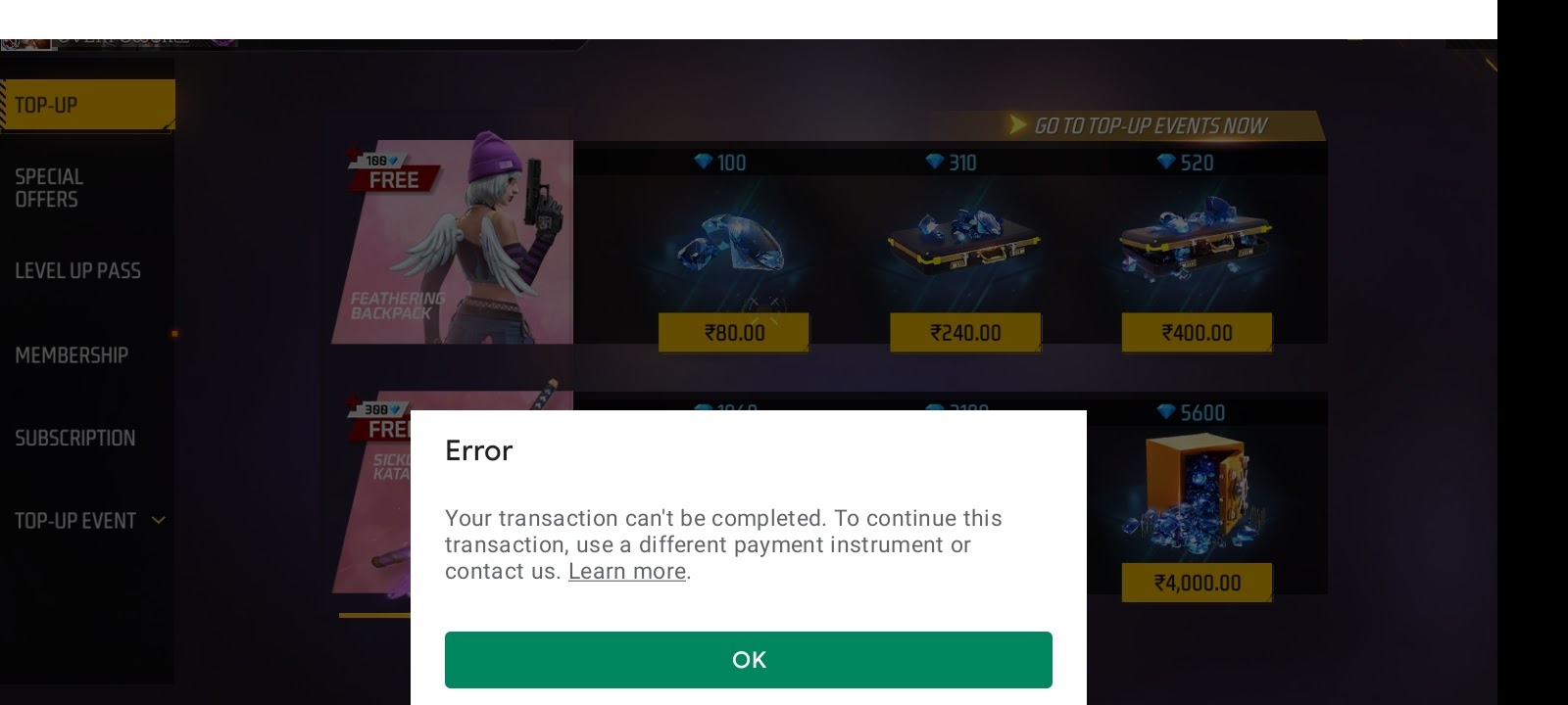 Your transaction can't be completed. To continue this transaction, secure your account. - Google ...