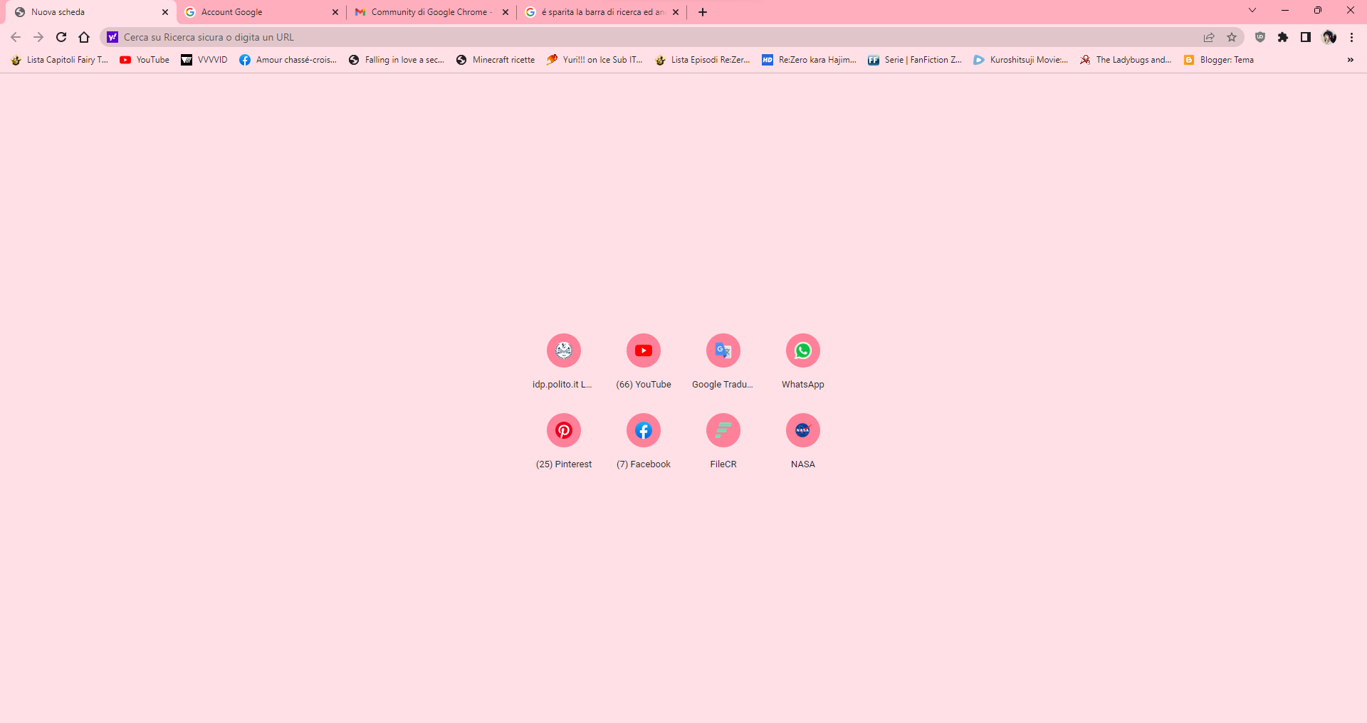 é sparita la barra di ricerca ed anche la scritta Google al centro ...