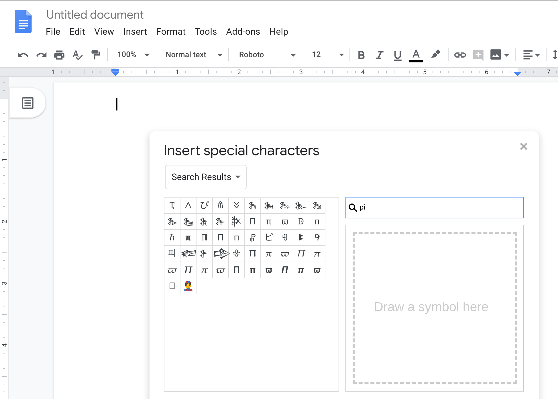 How Do I Type The Pi Symbol Into Google Docs On My Dell Chromebook 3180 