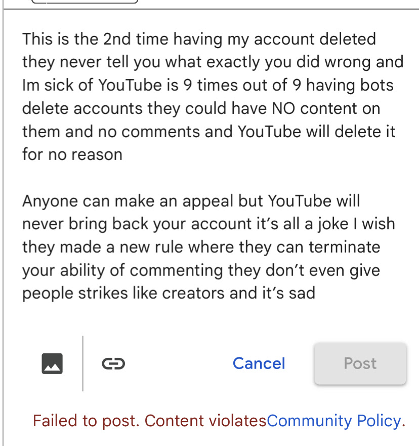 My Youtube Channel Was Deleted For No Reason Youtube Community