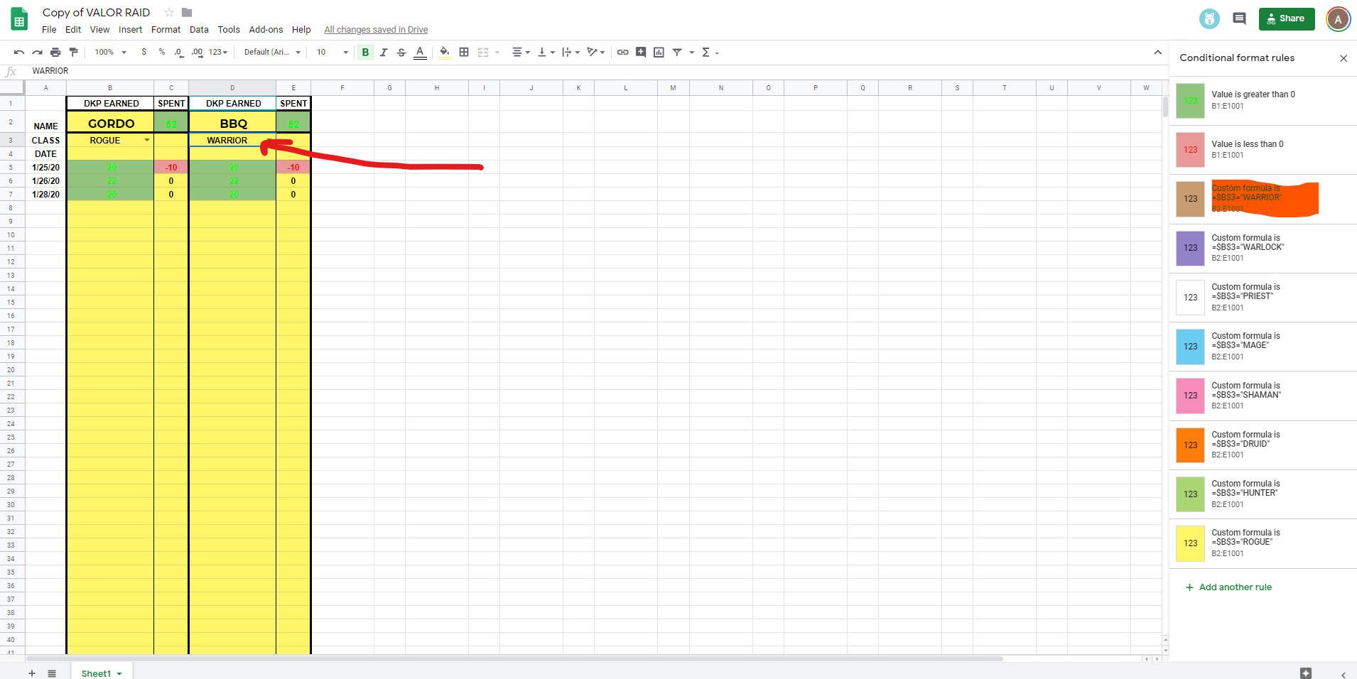 How to I copy conditional formatting into other cells and have it reference the new column ...