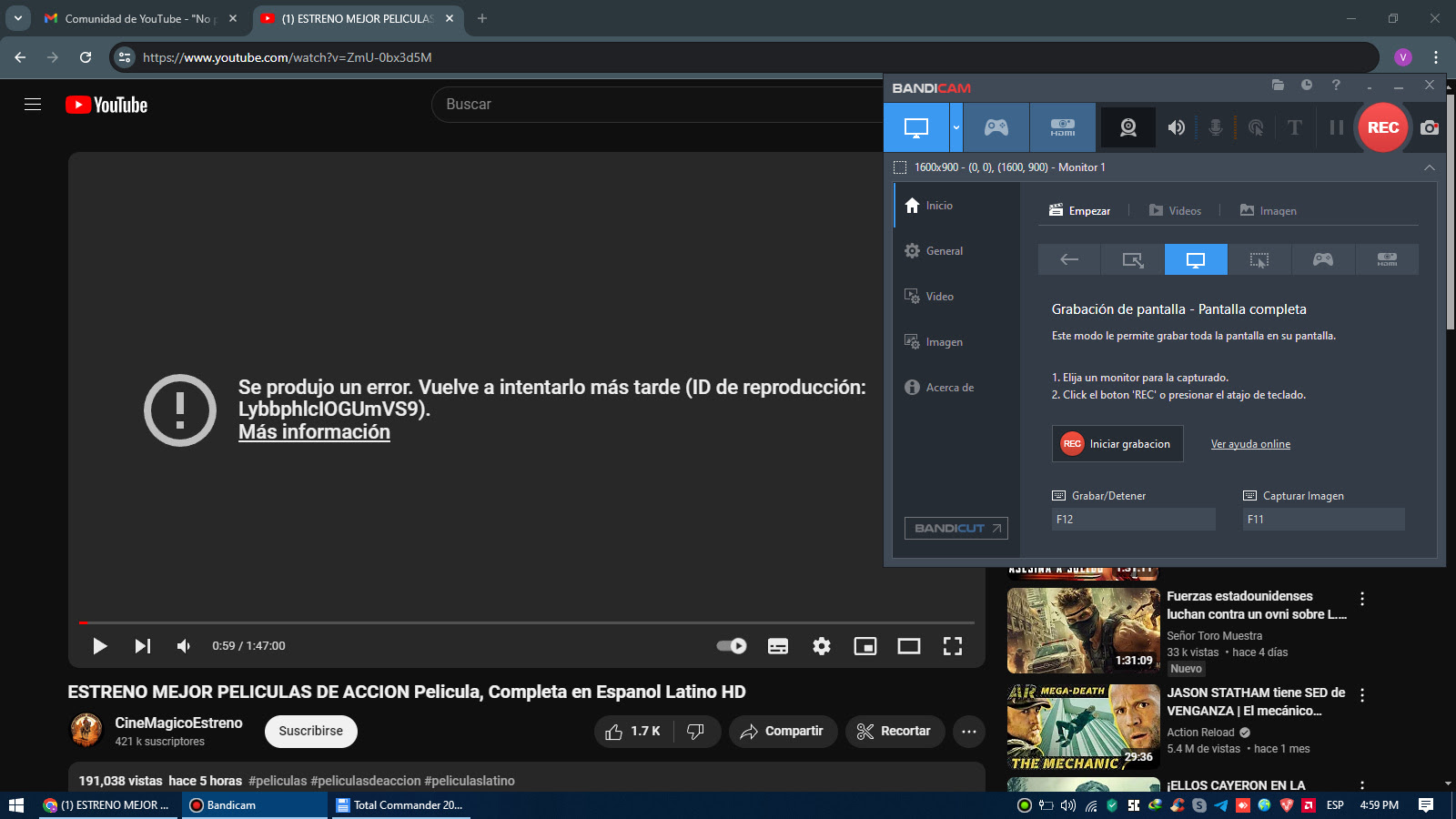 No puedo ver videos por mas de un minuto, a los 59 segundos ce para y se queda cargando ...