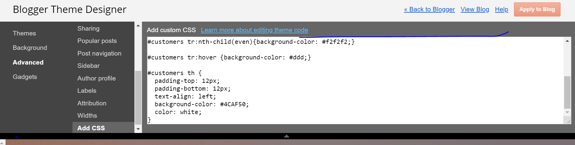 How Can I Add Css Code To My Posts Not To The Theme Or Layout Of The Blog Blogger Community