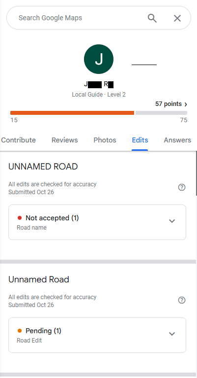 Google Maps edit to add a road name is not accepted - Google Maps Community