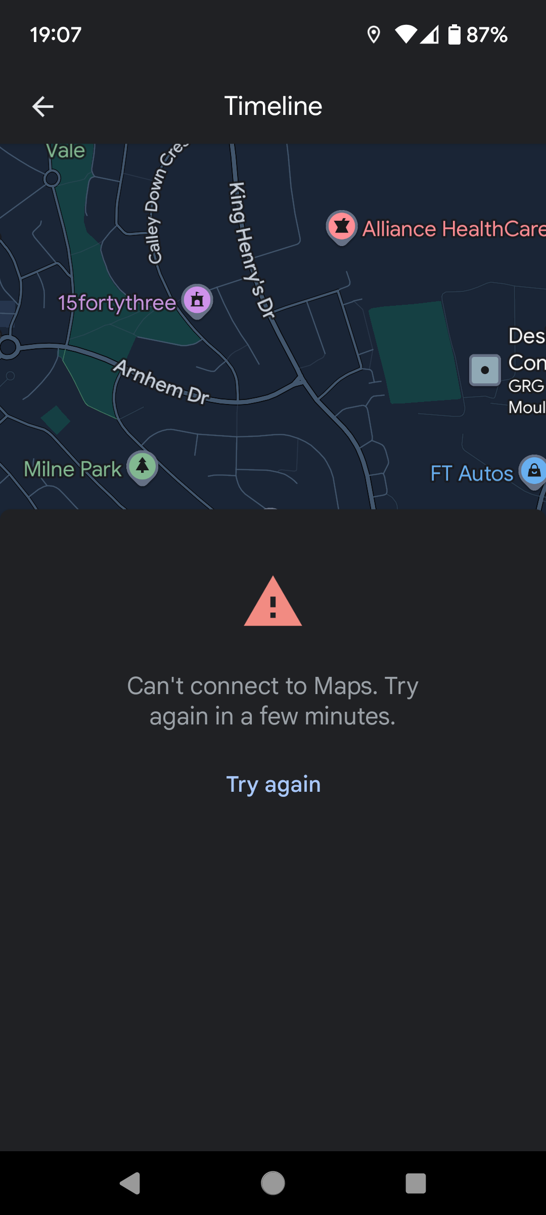 Google timeline won't connect to maps anymore - Google Maps Community