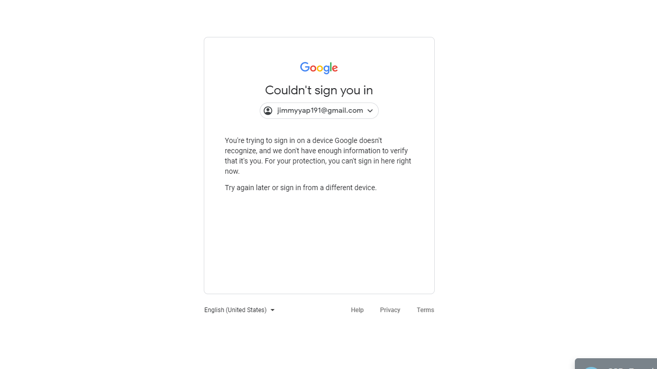couldn't sign you in - Gmail Community