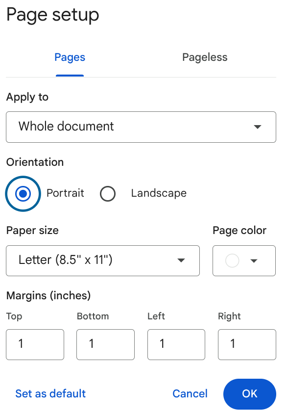 Google Docs Landscape