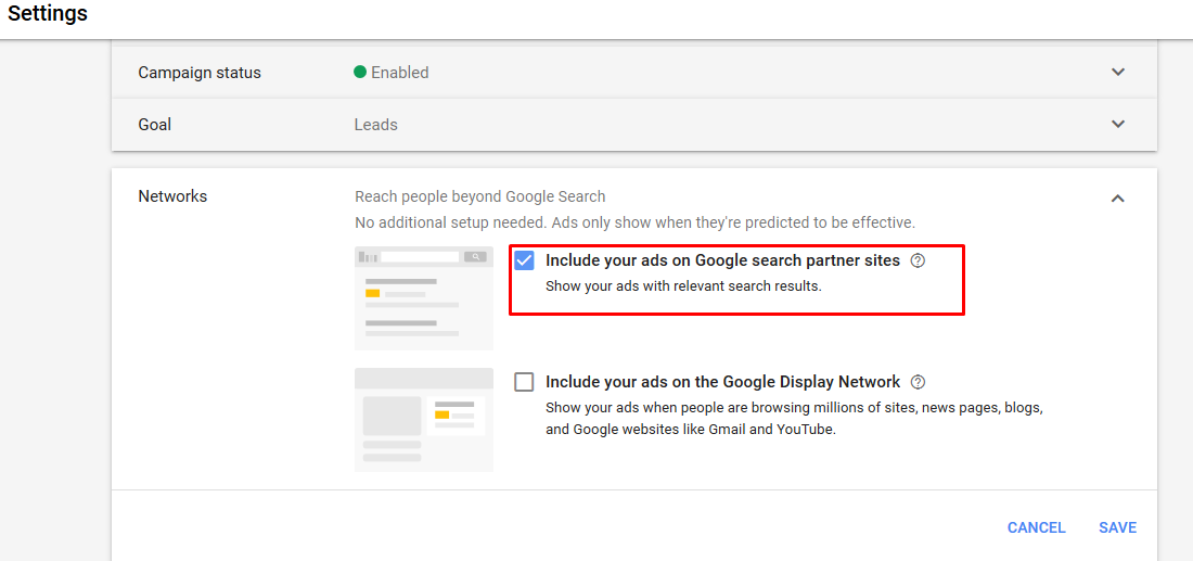 how to turn off partner search in a Live Campaign? - Google Ads Community