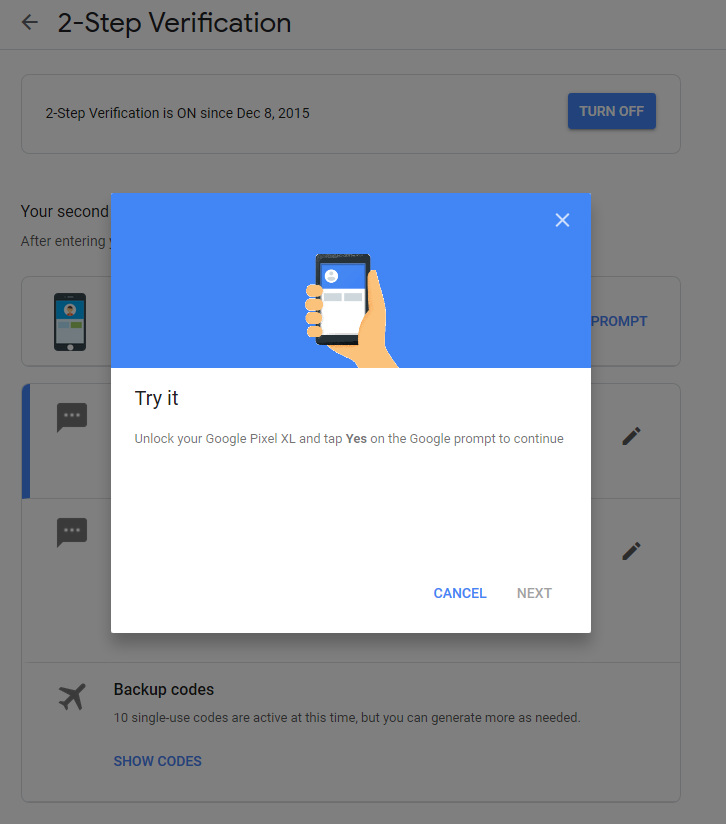 Two step verification prompt stopped working - Google Pixel Community