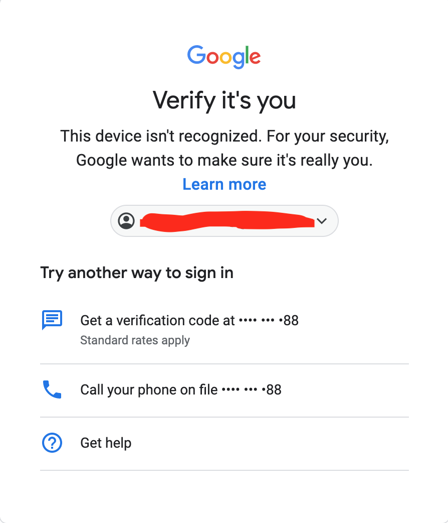 Unfortunately, Google couldn't verify that ....@gmail.com belongs to ...