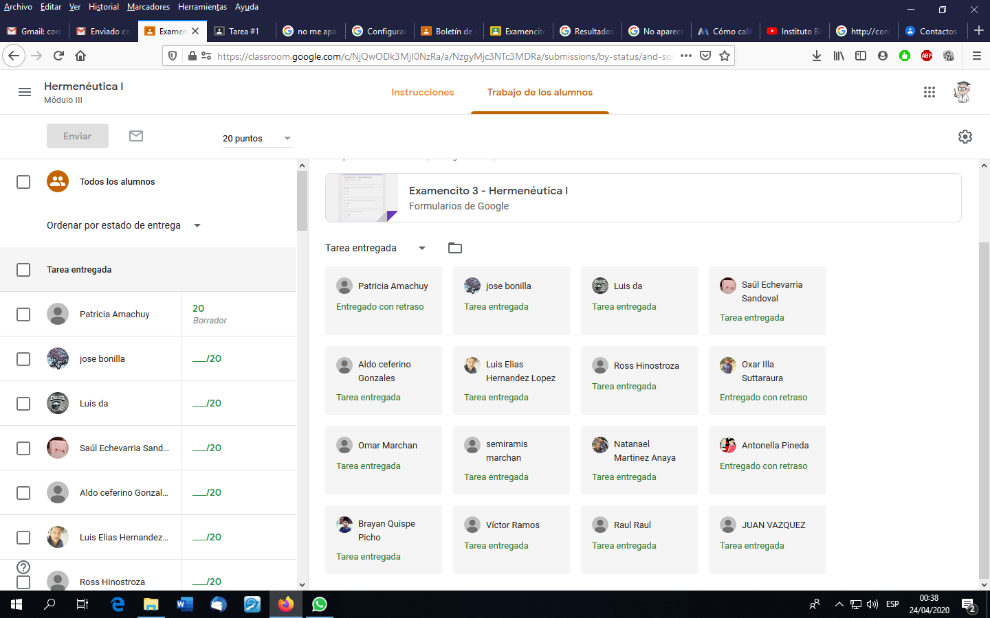 No aparece la tarea de los alumnos como entregada - Google Classroom ...