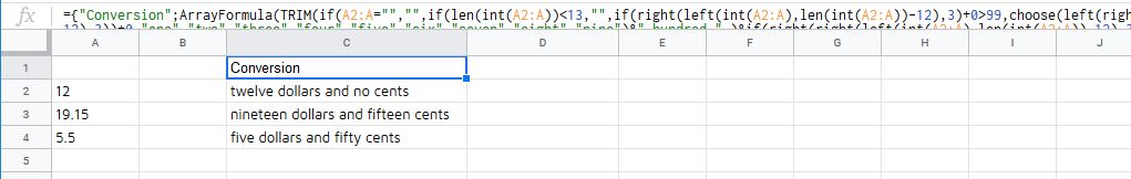 In Google sheets , there is so spell number formulae or number to words ...
