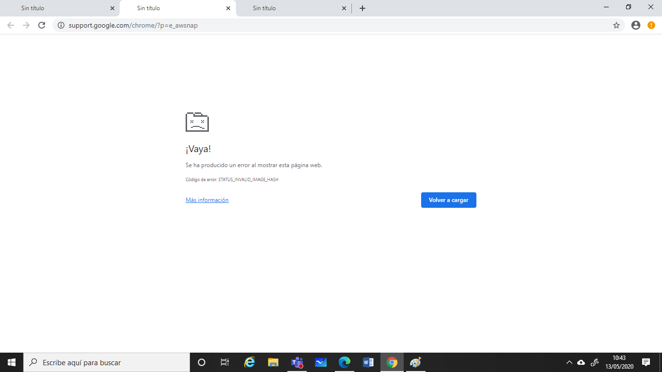 No carga Chrome. Código de error: STATUS_INVALID_IMAGE_HASH. en ...