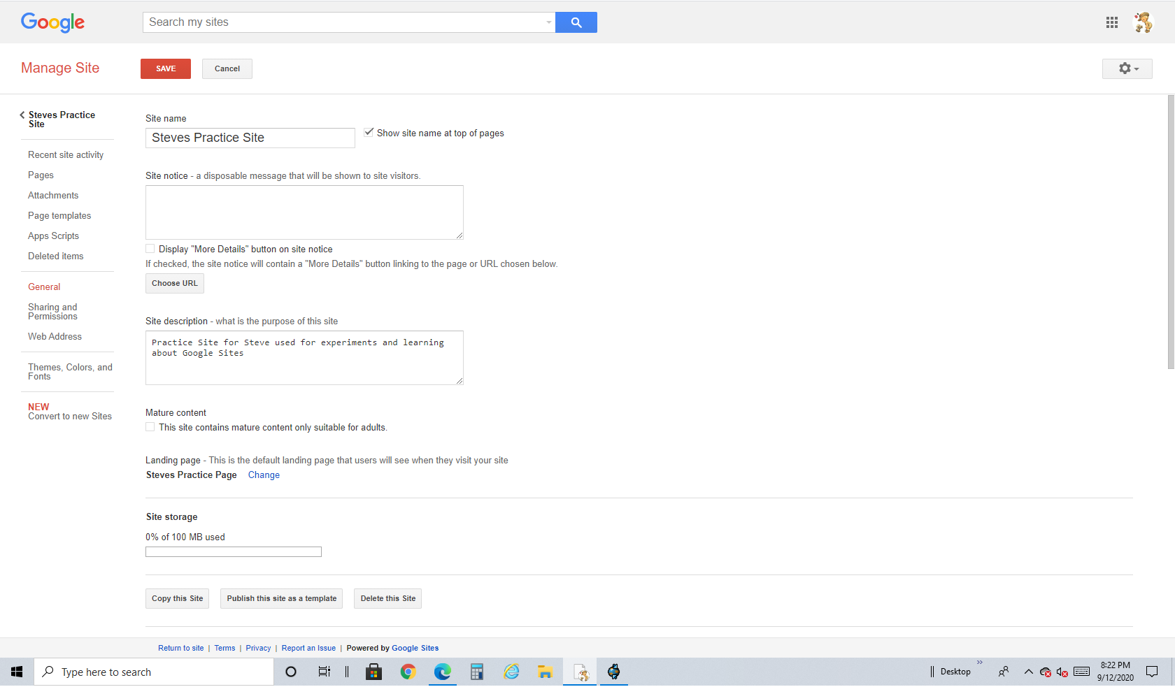 How to remove adult content warning from my Google Site? There is no ...