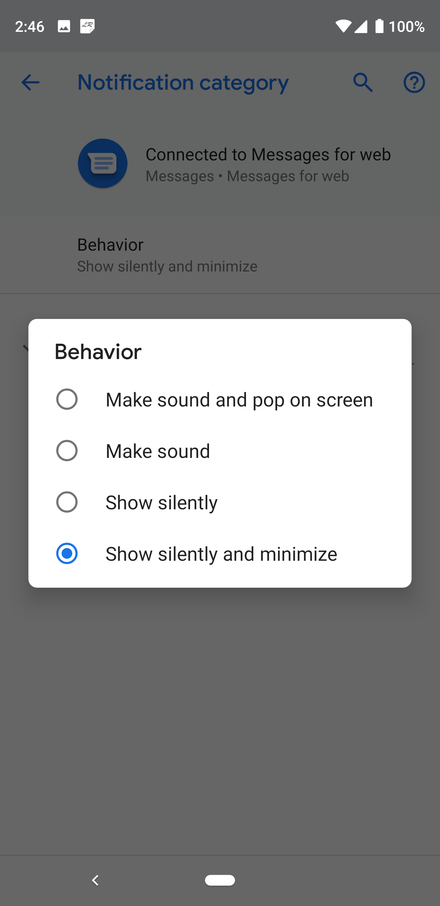 How do I turn off the persistent "connected" message notification ...