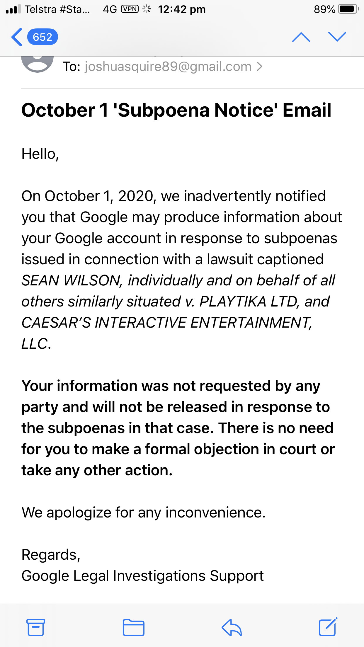 Google legal team - Gmail Community