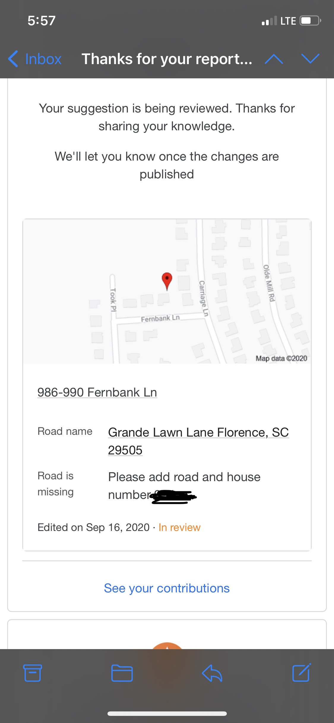I have gone through the steps to add my missing street to google maps ...
