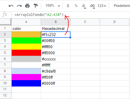 Google Sheet - App Script para código hexadecimal del color de fondo de celda - 'No se actualiza ...