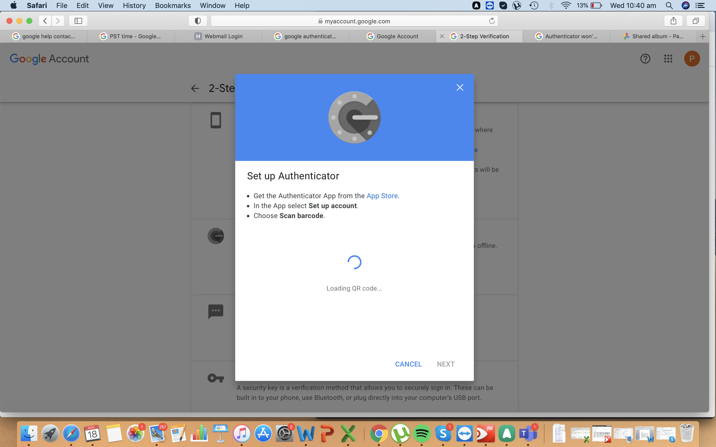 Authenticator won't load QR code - Google Account Community