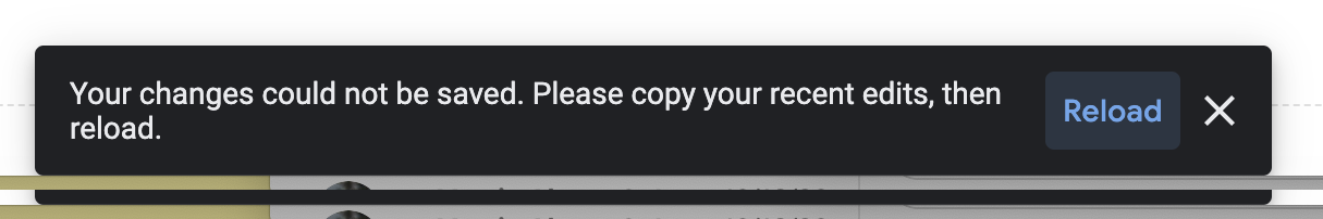 Your changes could not be saved. Please copy your recent edits, then ...