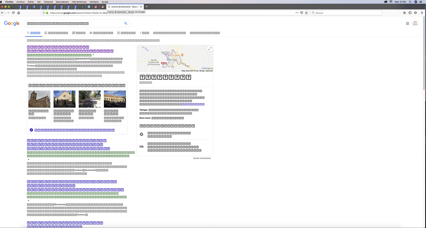 Cuando hago una busqueda en google me sustituye las letras por signos ...