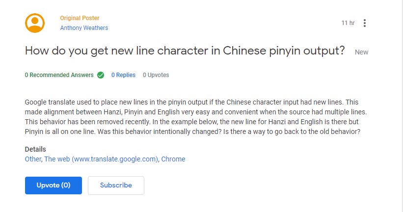 How do you get new line character in Chinese pinyin output? - Google ...