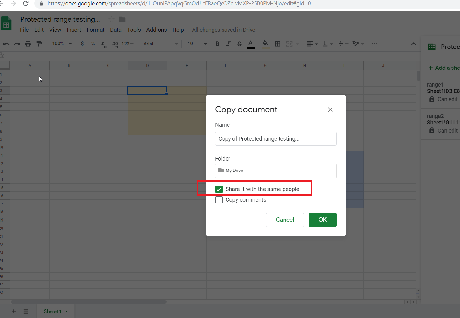 Granting (sharing) edit access to all protected ranges at once - Google Docs Editors Community