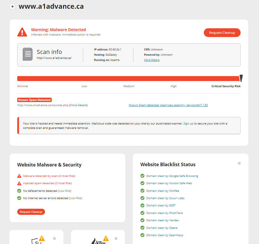 When clicking my website from google it takes to a spam page - Google ... When clicking my website from google it takes to a spam page - Google ...