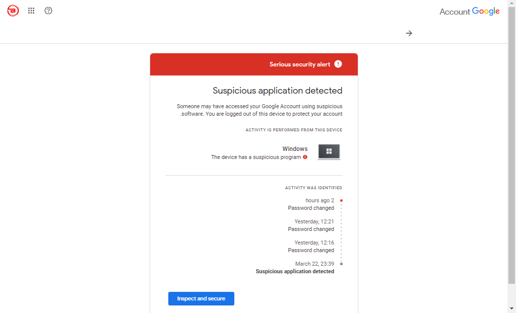 Suspicious program found, how can I fix it? - Gmail Community