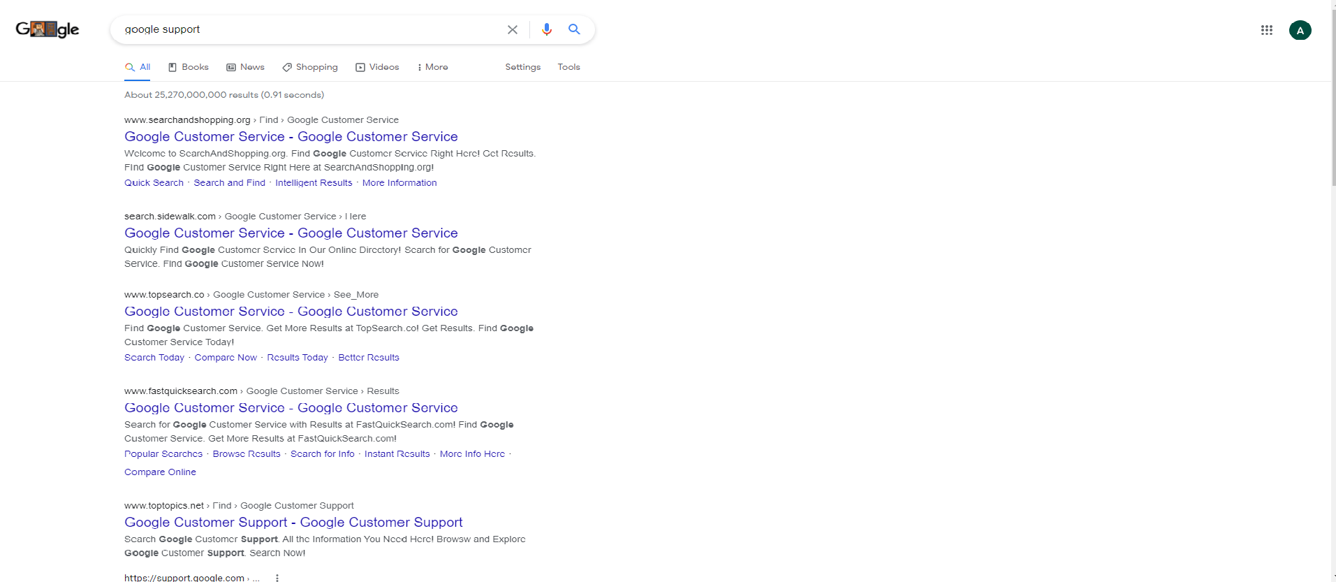 All search results start with other search engine ads - Google Search ...