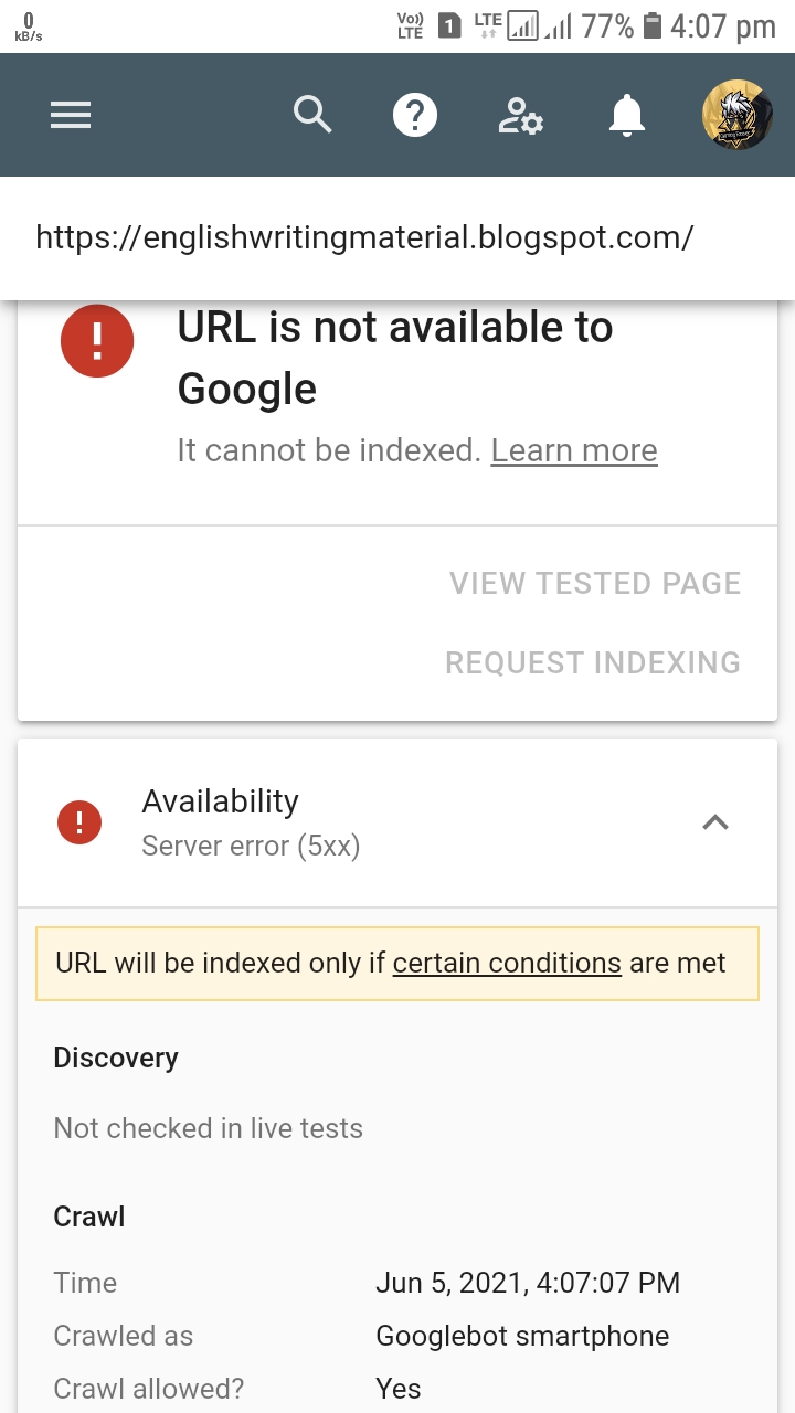 URL is not available to google server error 5xx. https ...