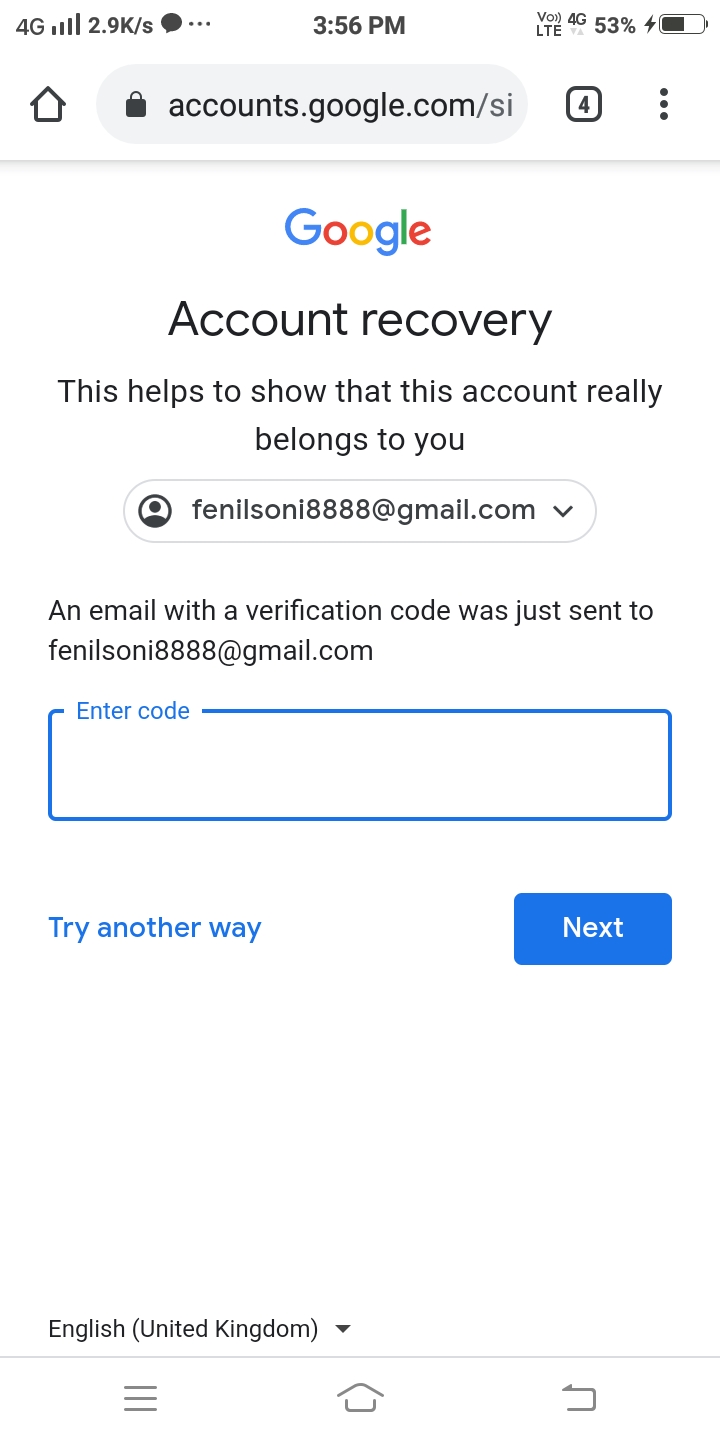 Gmail password not verifying my account they send my 8 digits code on ...