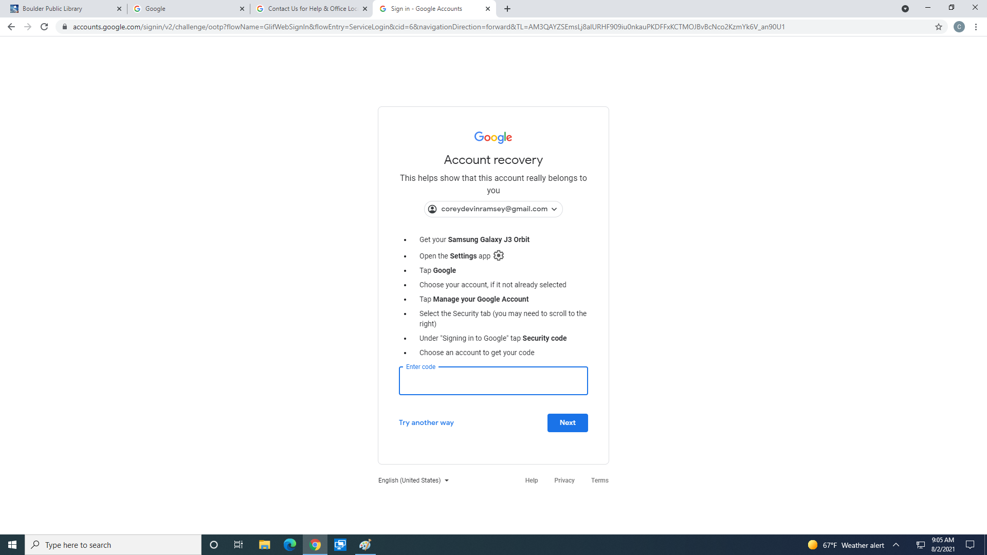 Manual Verification of Account Recovery - Google Account Community