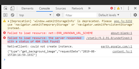 Google Earth not loading in Chrome 76.0.3809.100 64-bit on Win10 1903 ...