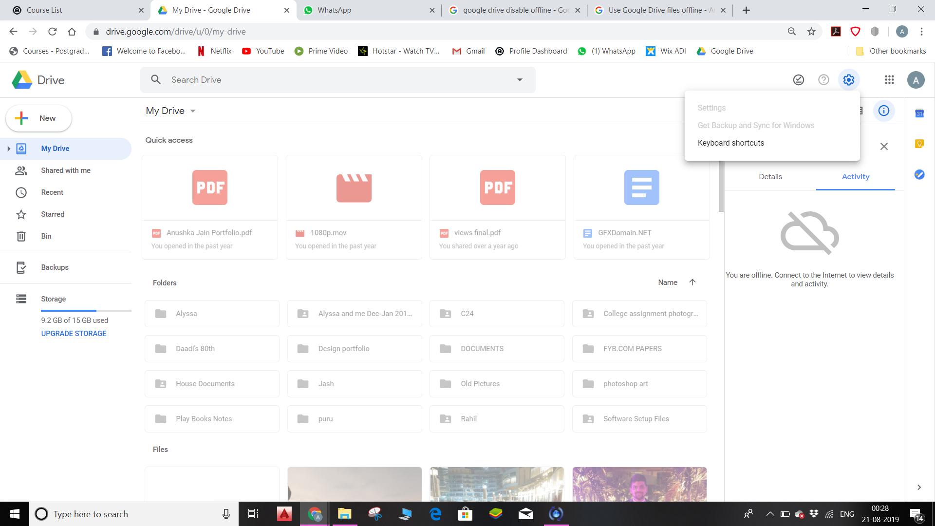 Offline Mode Has Been Accidentally Activated On My Google Drive 