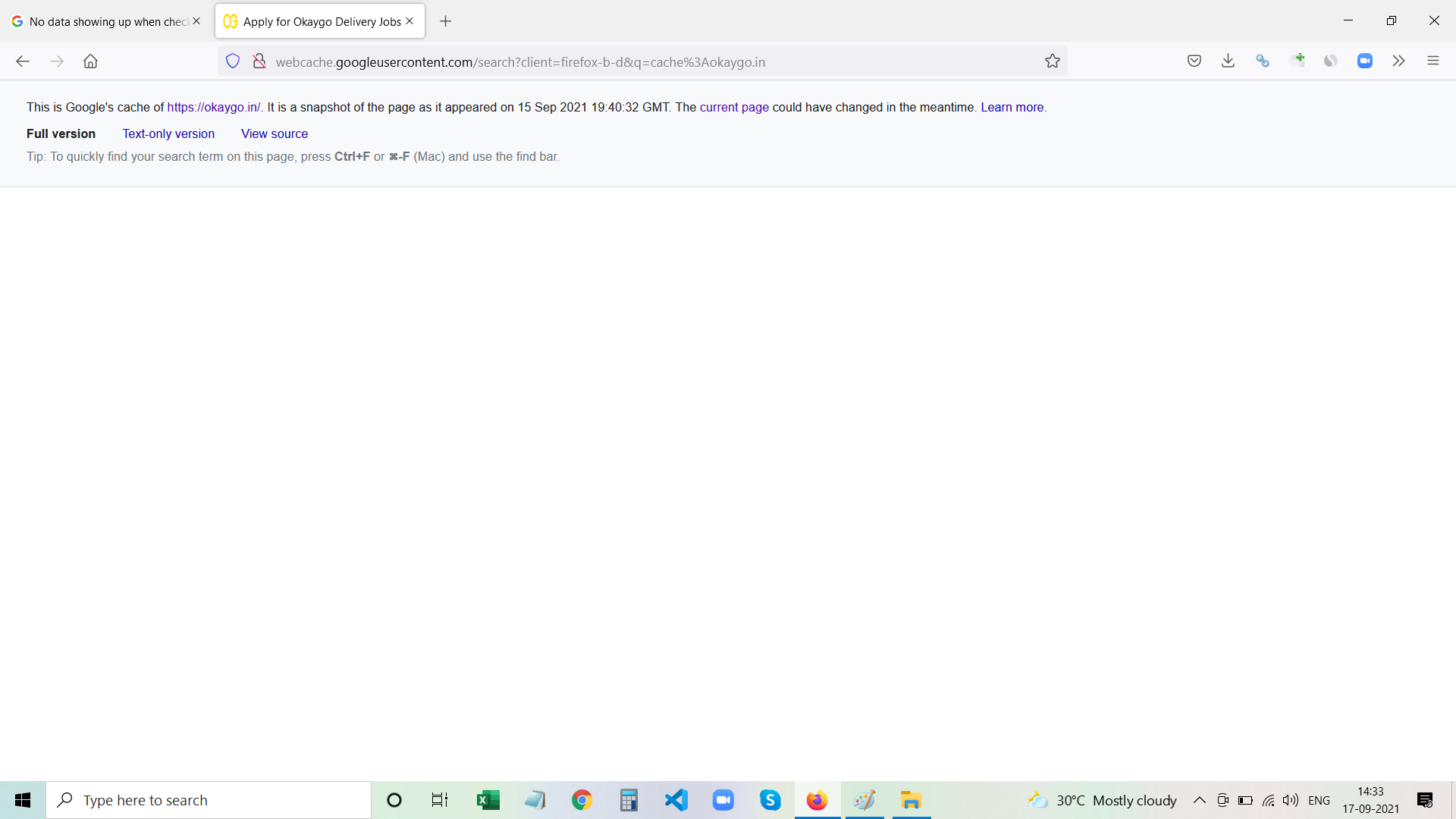 Search Internet Cache