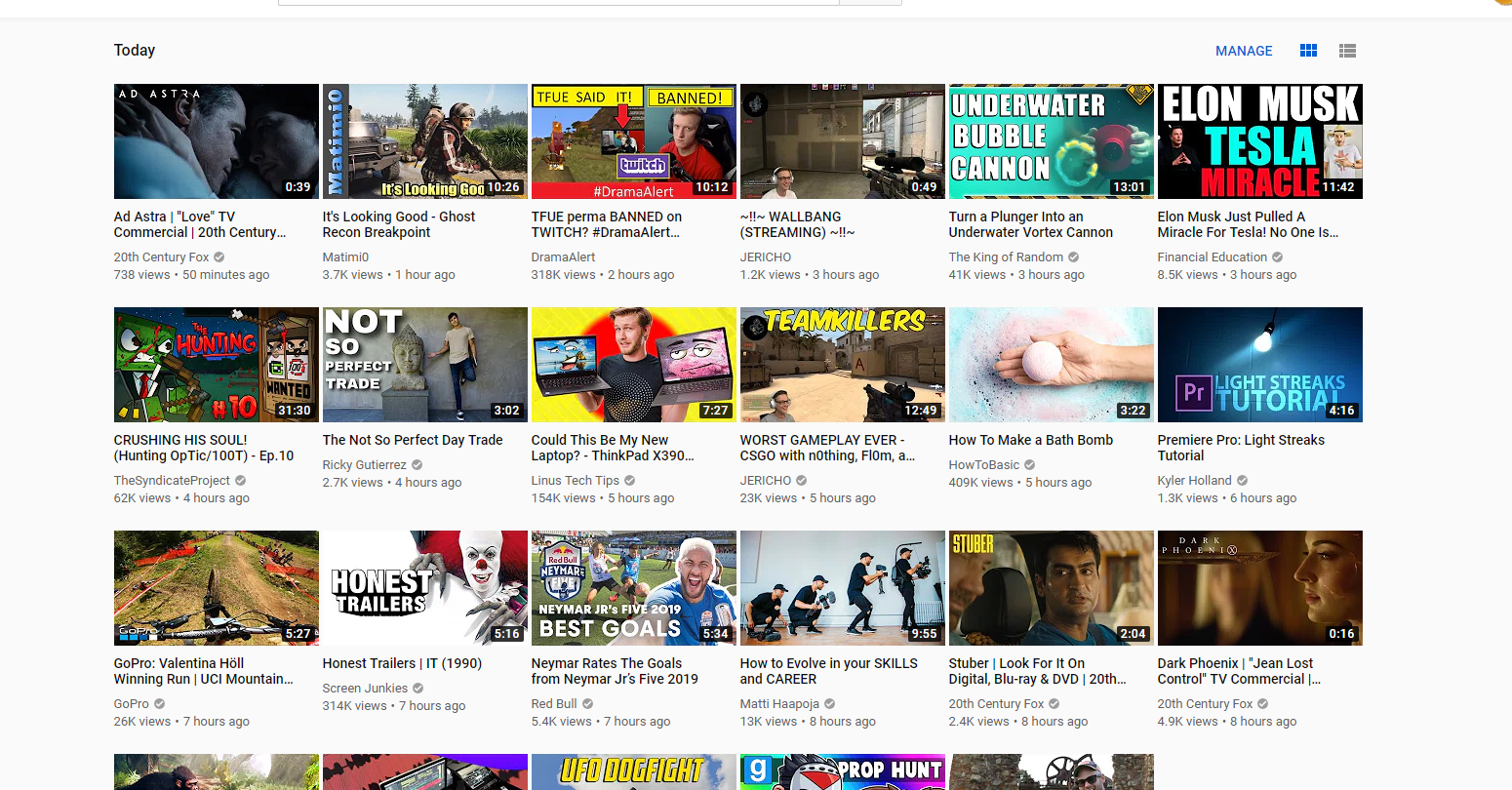 Youtube Main Page