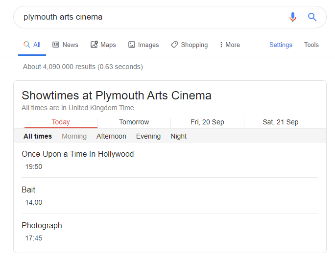 Edit Showtimes for my cinema on Google search - Google My Business ...
