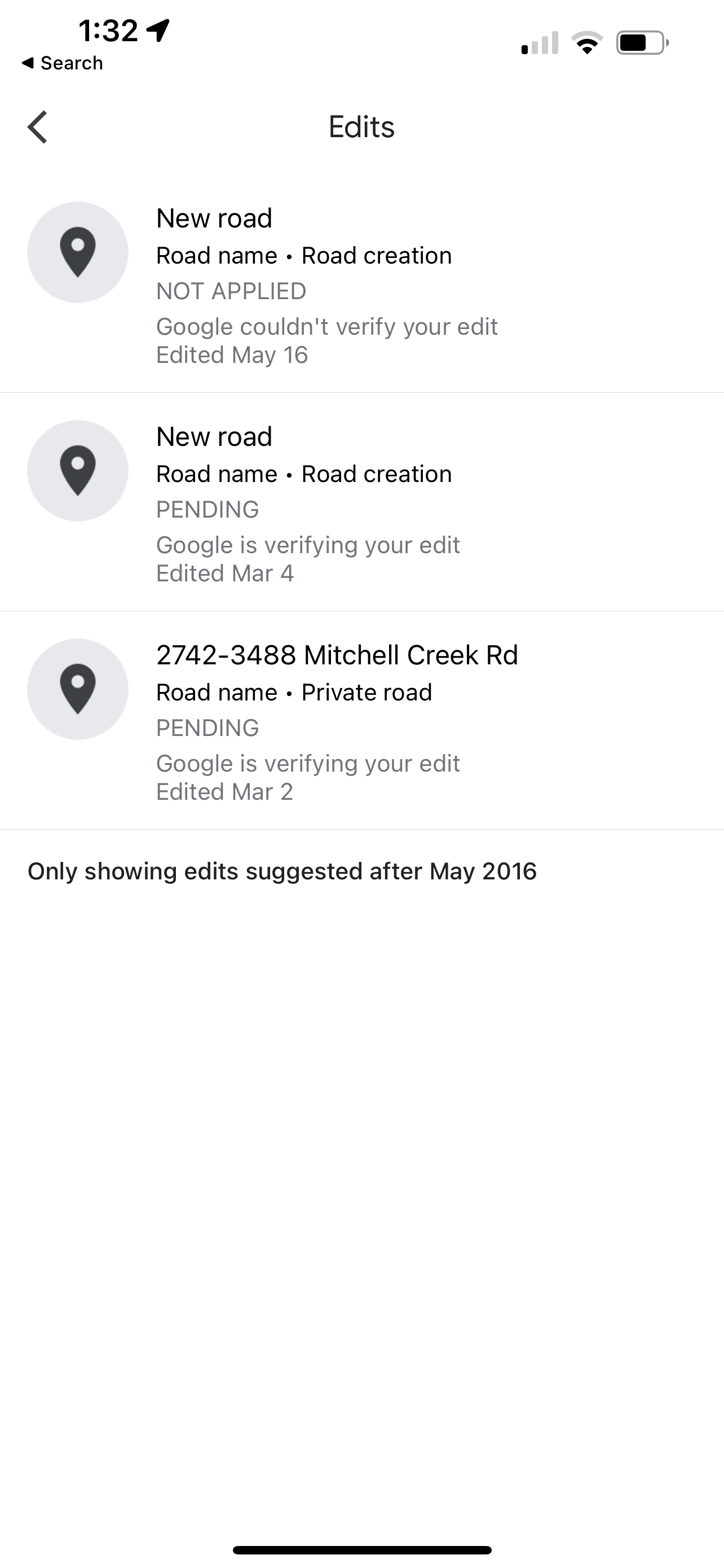 I submitted a request to have my new street added to google maps over a ...