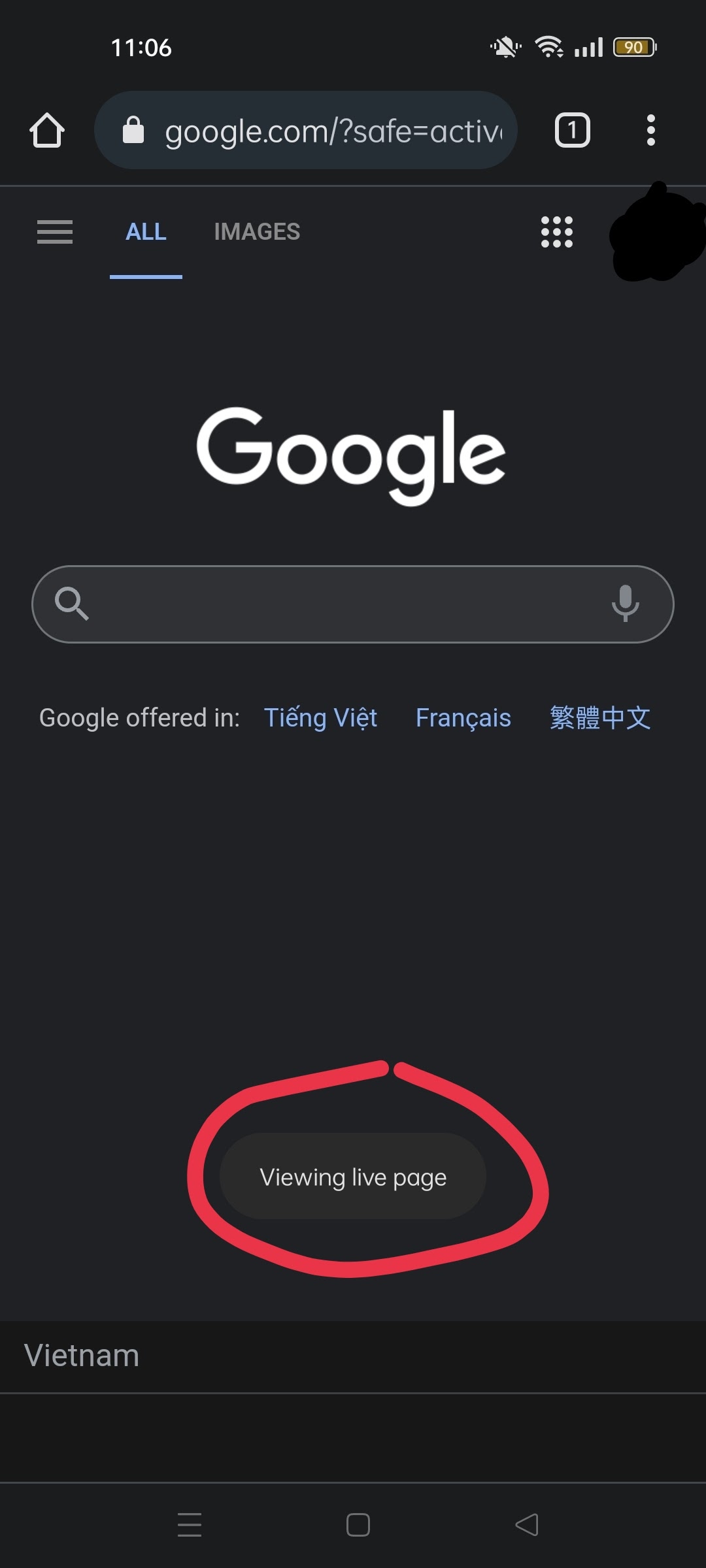 What is this "viewing live page" notification at the bottom of screen - Google Chrome Community