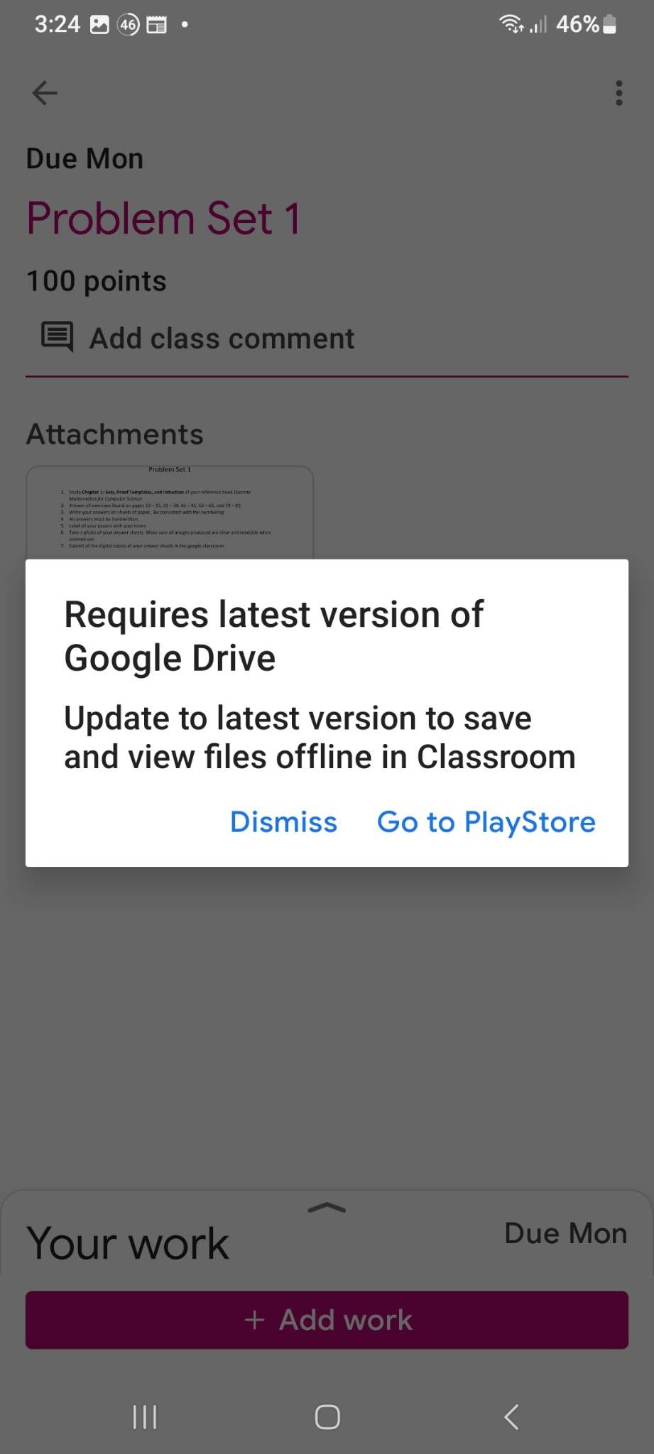 Can't download any file because classroom keep asking me to update my ...